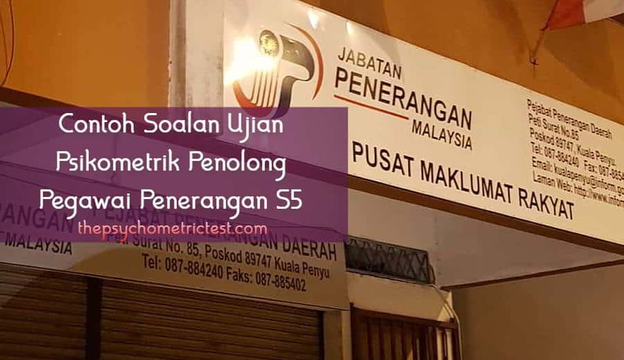 Soalan Ujian Psikometrik Penolong Pegawai Penerangan S5